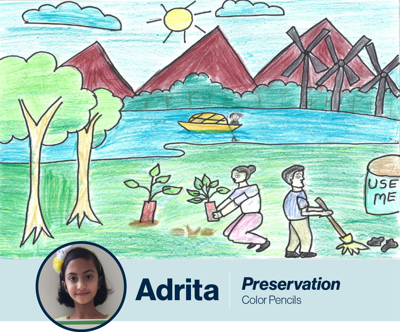 Adrita, a second grade student from Irvine, submitted “Preservation,” a ...